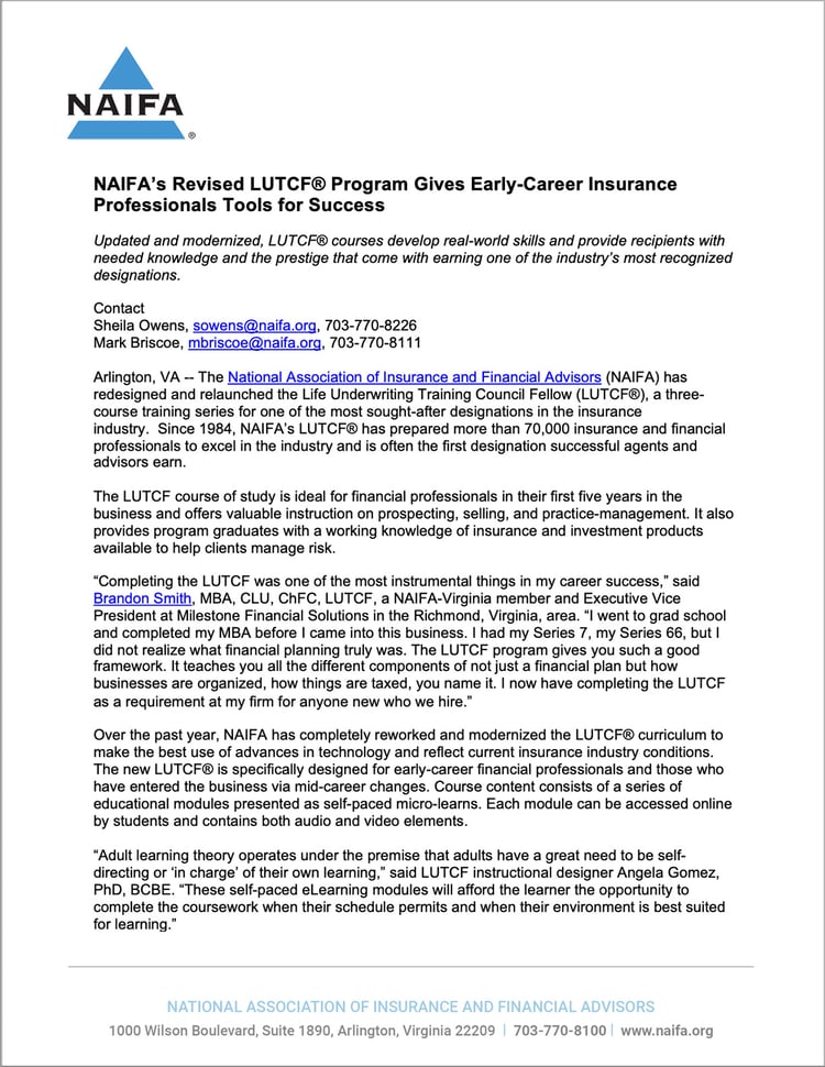 NAIFA's Programs | LUTCF