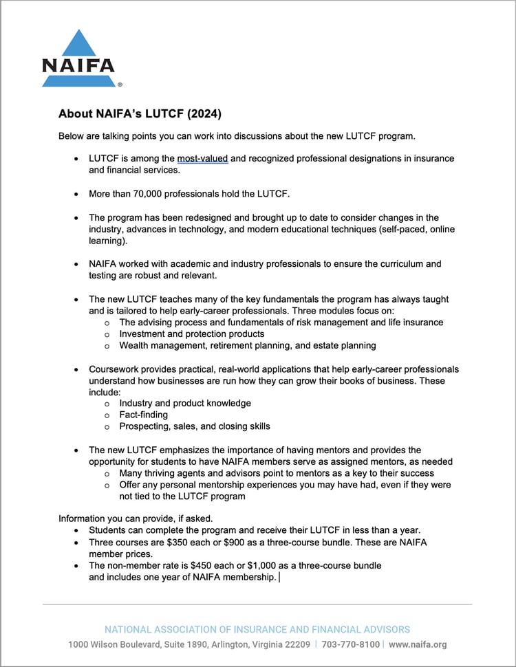 NAIFA's Programs | LUTCF